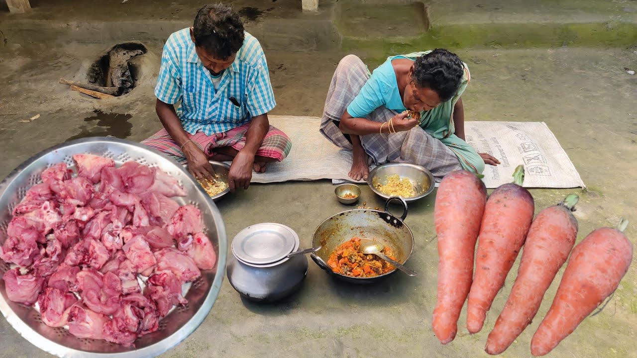 NEW STYLE CHICKEN COOKING RECIPE WITH FRESH GAJOR by santali couple ...