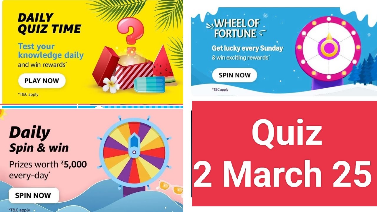 Daily Amazon Quiz Time//Wheel of Fortune Spin and Win Quiz/Daily Spin ...