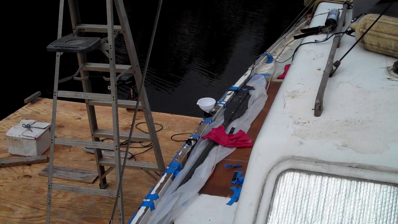 columbia 45 sailboat rubrail repair 360 - YouTube