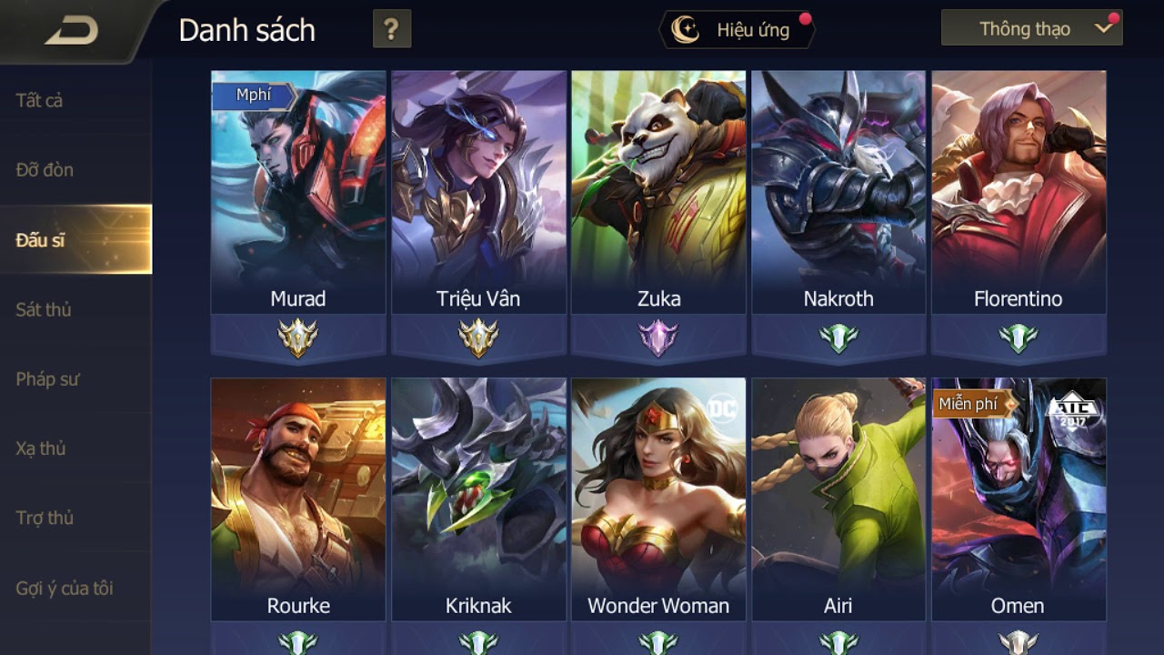 Garena LQ mobile toàn trang phục k mất tiền mua tướng siêu hạng trang ...