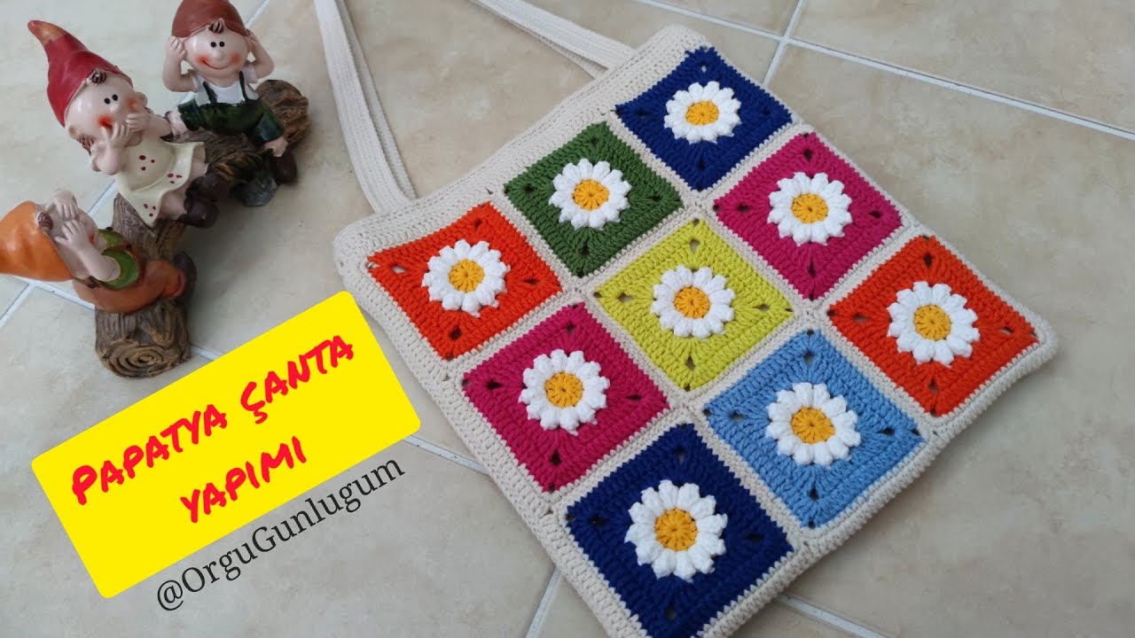 PAPATYA ÇANTA YAPIMI 🌼Crochet Daisy Pattern tote bag🌼 Crochet bags🌼 ...