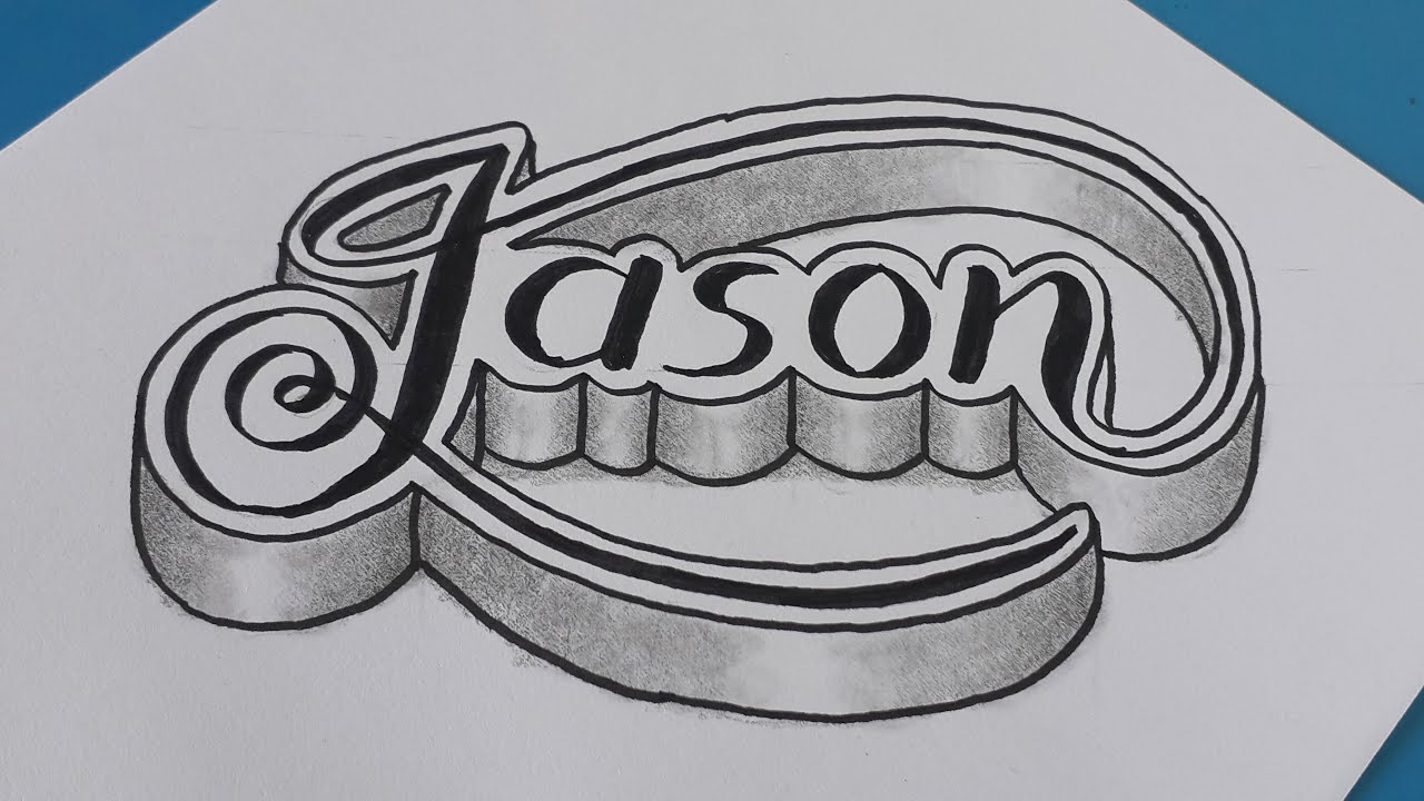 3d Writing Name Jason For Beginners / How To Draw 3d Calligraphy On ...