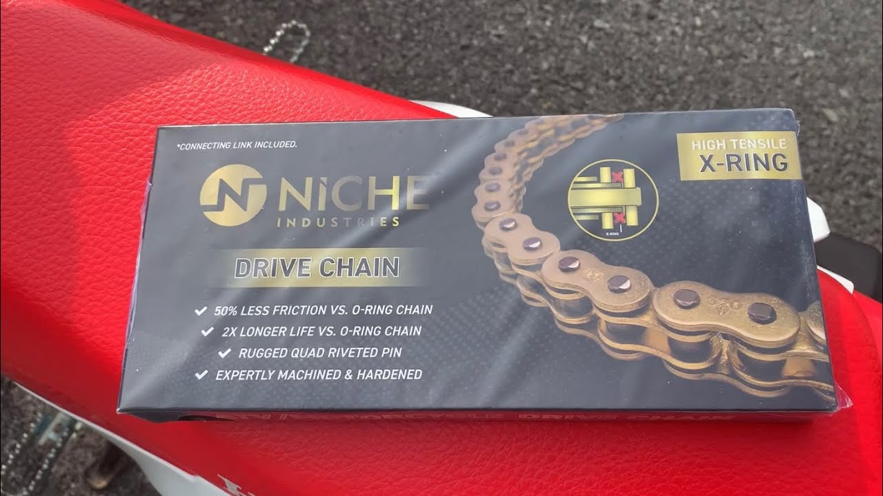 420 Niche Amazon x-ring chain install and review on Honda CRF110 - YouTube