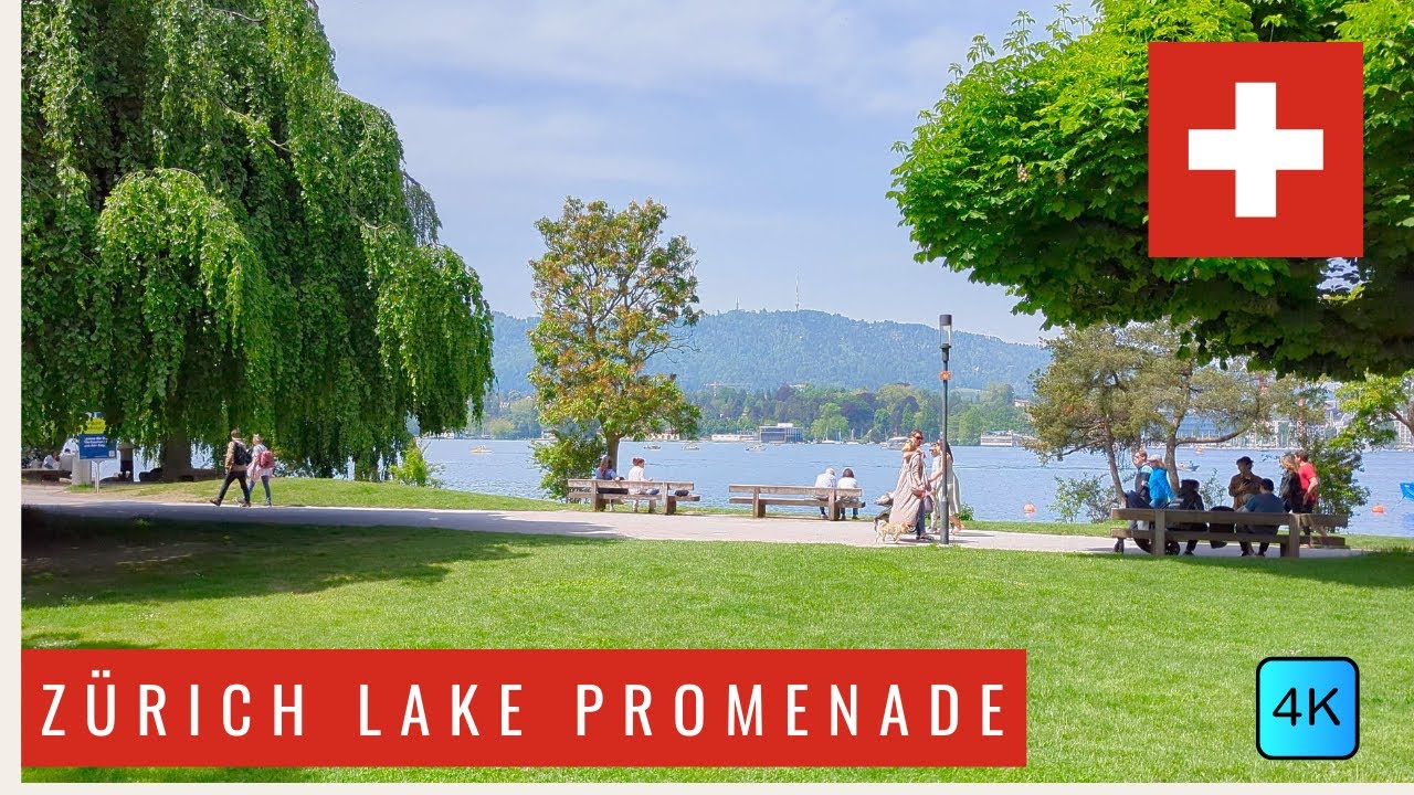 🇨🇭Zürich lake promenade 4k video #switzerland #lakeview #sunnyday - YouTube