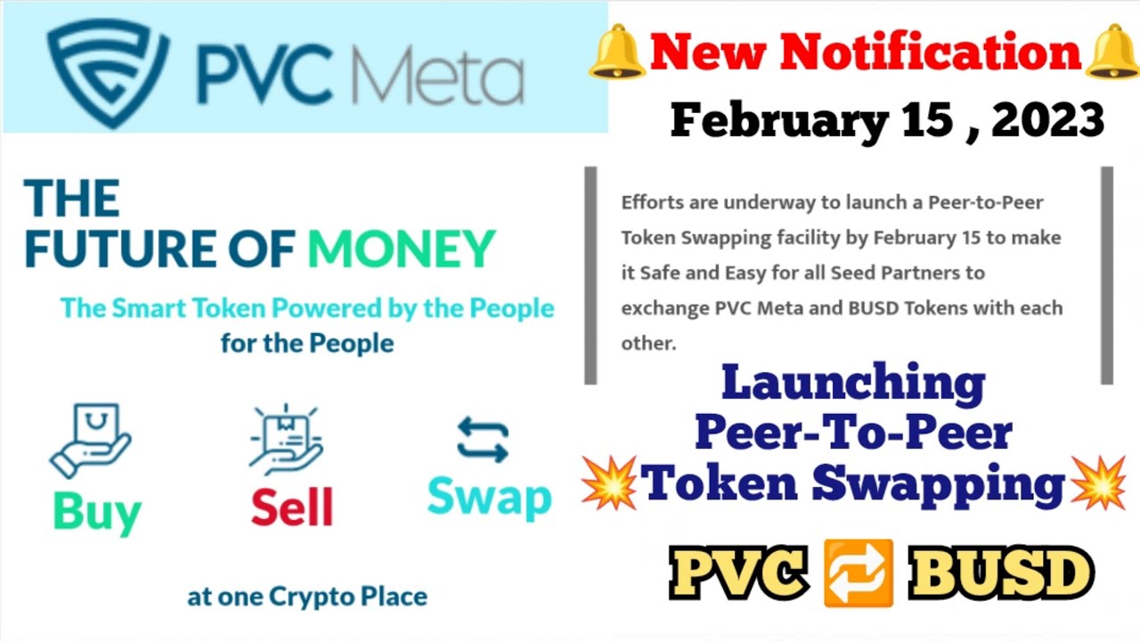 PVC Meta New Notification🪙: Launching Peer to Peer Token Swapping ...