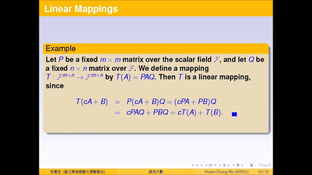 Linear Mappings Youtube