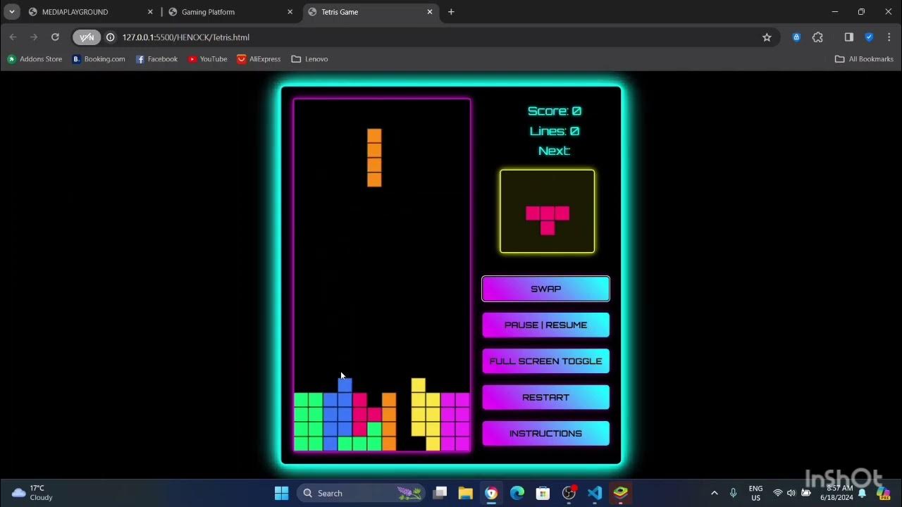 Tetris game website javascript css html - YouTube