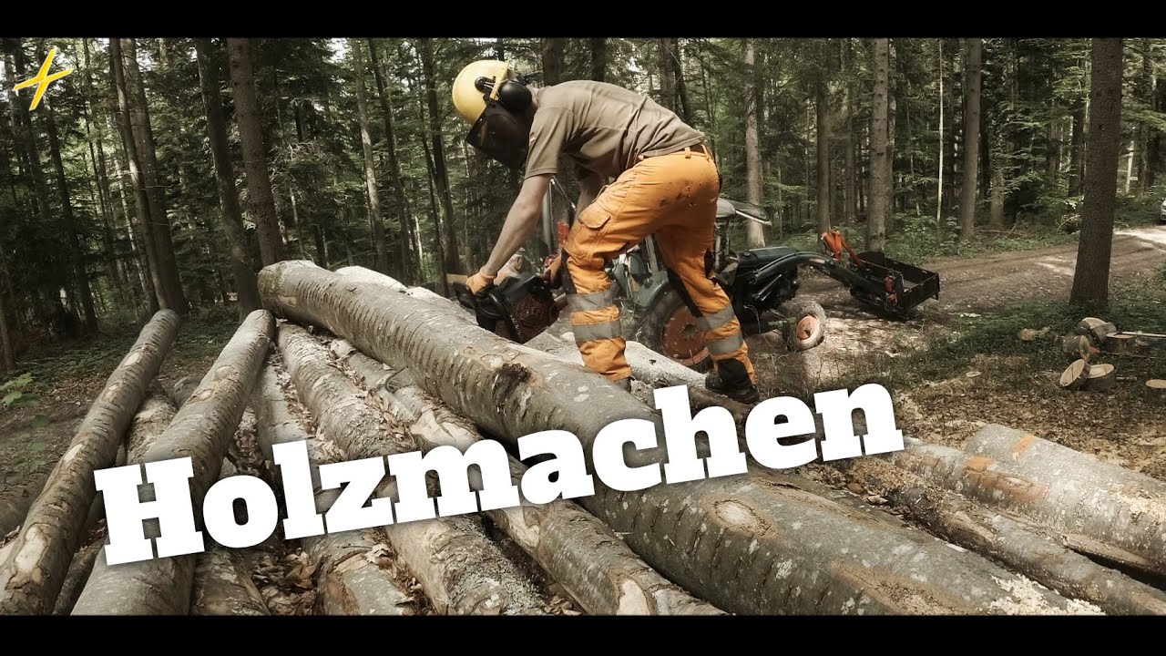 Holzmachen - Brennholz mit Jonsered-Säge, Vogesenblitz Holzspalter und ...