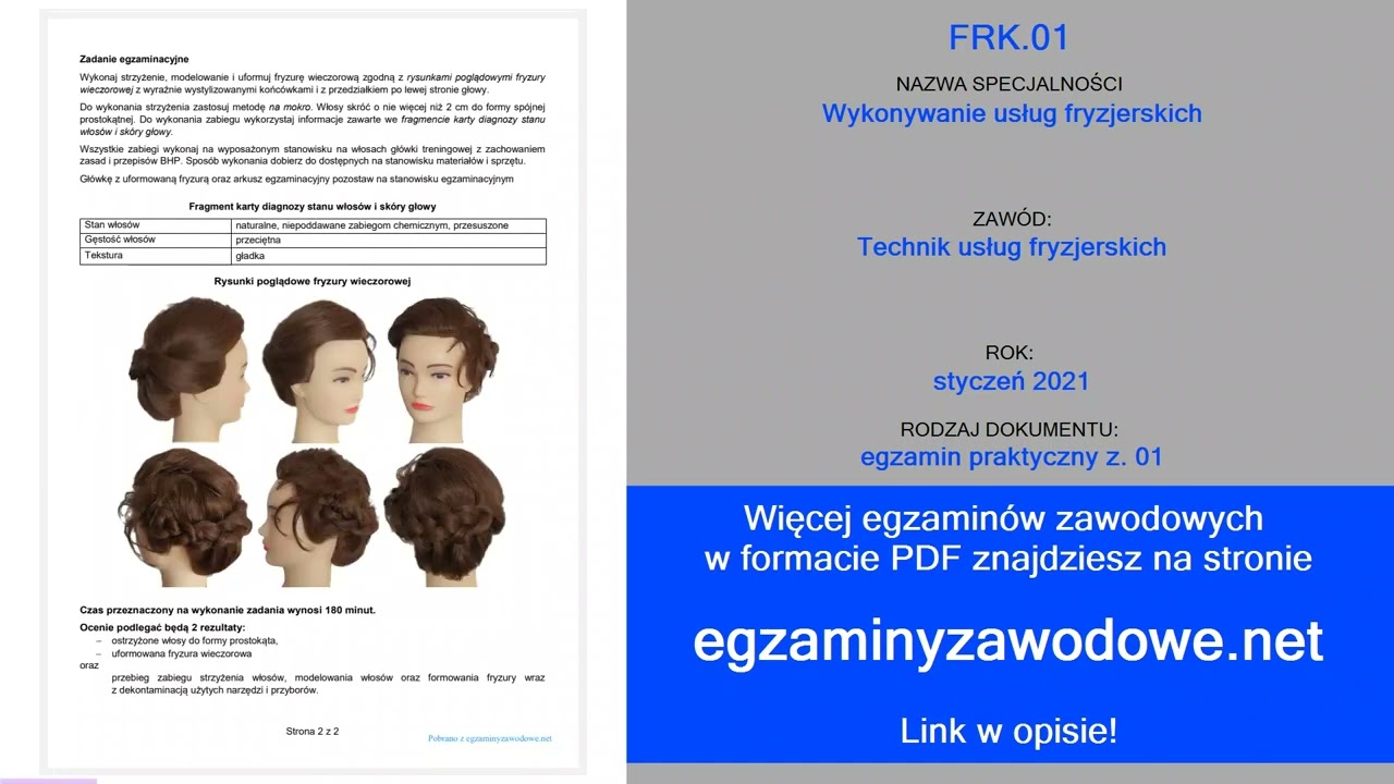 Egzamin zawodowy praktyczny z. 01 FRK.01, Wykonywanie usług ... Egzamin zawodowy praktyczny z. 01 FRK.01, Wykonywanie usług ...