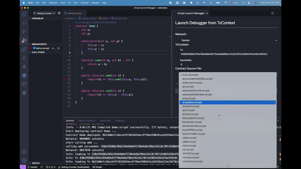 Learning sCrypt 18: Launch Debugger from Transactions - YouTube