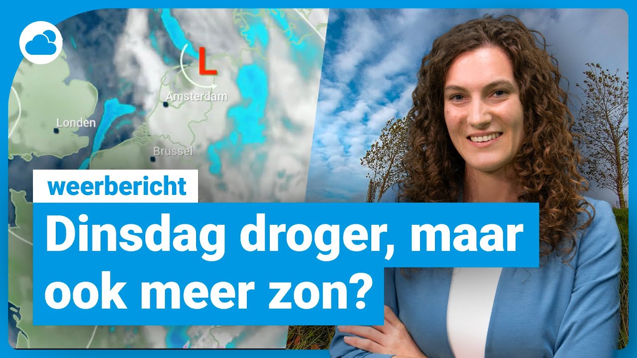 Weerbericht: dinsdag droger, maar ook meer zon? - YouTube