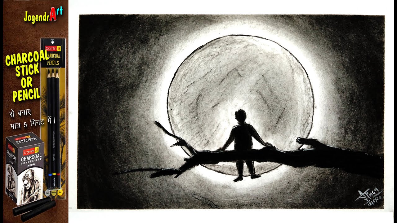 How to Draw MoonLight with Charcoal Pencil Step by Step # ...