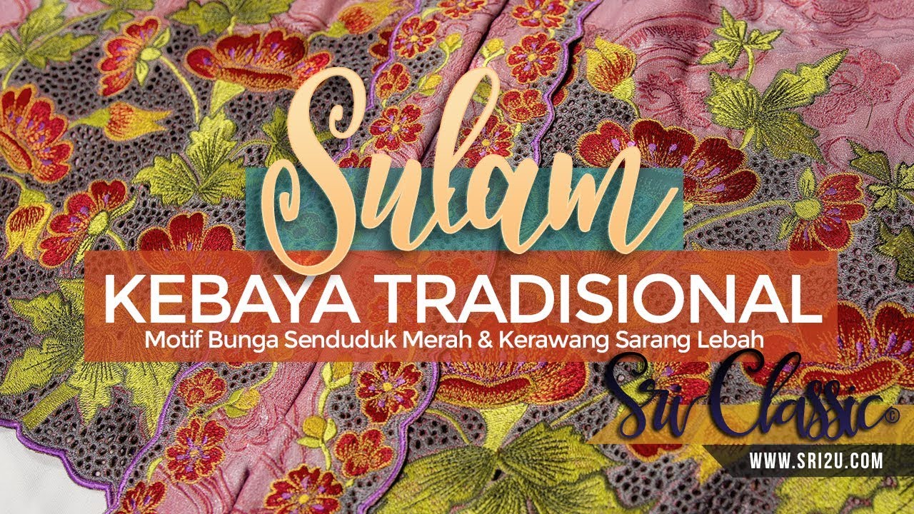Baju Kebaya Tradisional - Corak Sulam Bunga Senduduk Merah [Kebaya ...