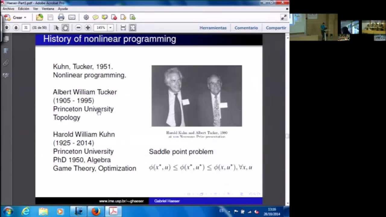 Lecture 2/8 - Optimality Conditions and Algorithms in Nonlinear Optimization - YouTube
