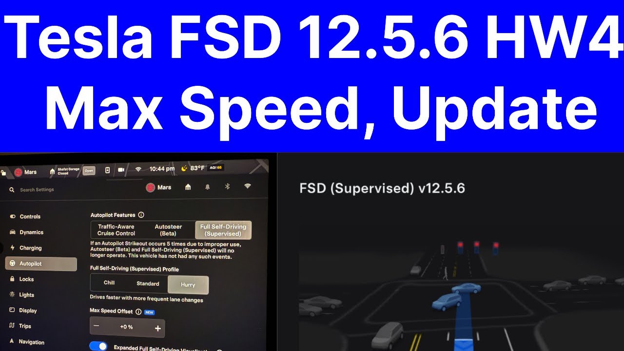 Tesla FSD 12.5.6 HW4 Max Speed, Hurry Modes Software Update - YouTube