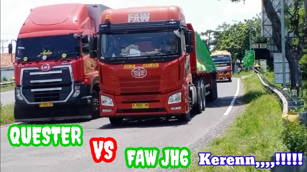 2 TRUK ADU KEKUATAN !! DUA"NYA KEREN TRUK KONTAINER CARRIER GANDENG ...