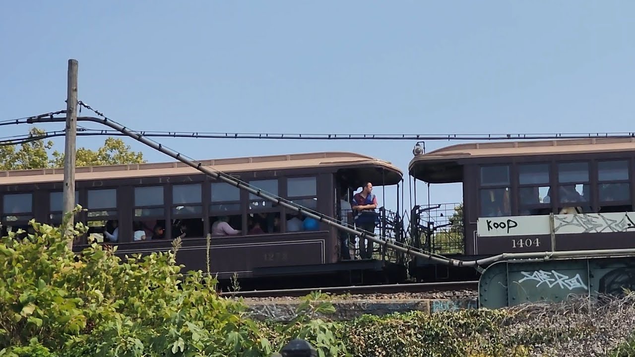 BMT 1904 Gate cars passing the abandoned Sheepshead bay Racetrack cross ...