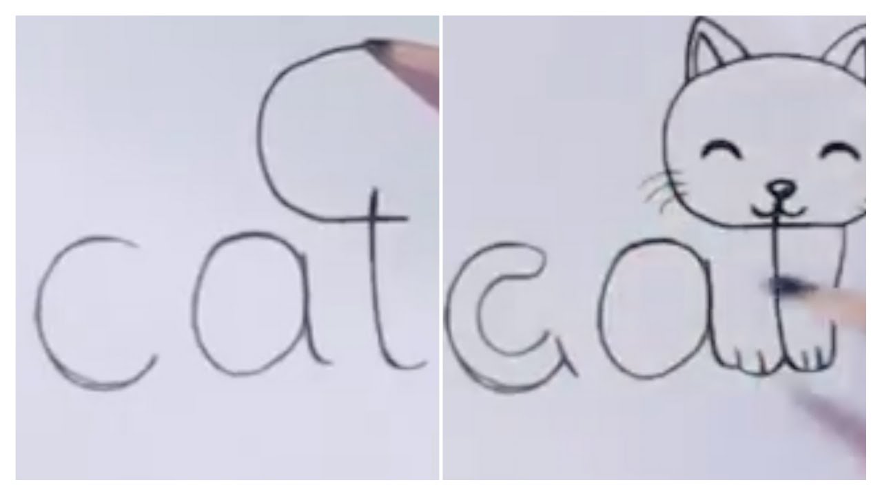 Turn Word Into A Cartoon Cat - Step By Step - YouTube