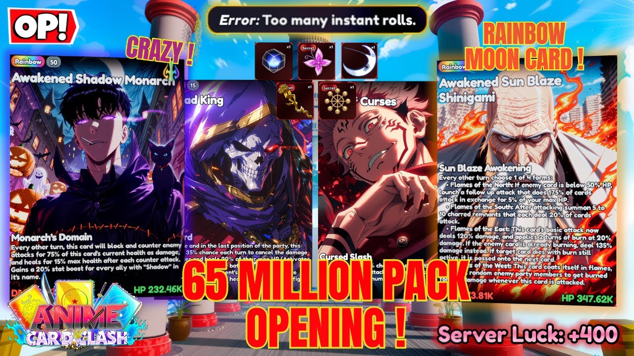 I Pulled a RAINBOW MOON CARD… 😱 CRAZY LUCK | Anime Card Clash (Roblox ...