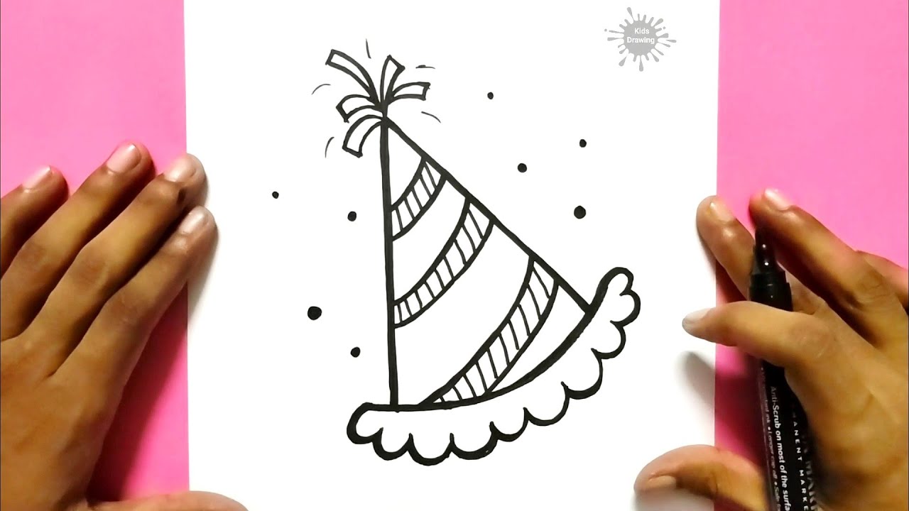 how to draw a birthday cap | Cap draw for children - YouTube