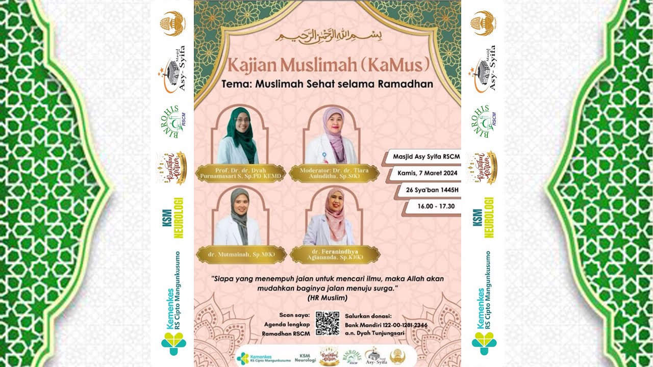 🔴 LIVE 🕌 Muslimah Sehat Selama Ramadhan 🕌 Kajian Muslimah (KaMus) - YouTube