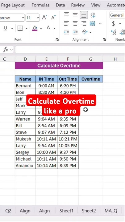 How to calculate Overtime hours in Excel? | Overtime Calculation | #shorts - YouTube