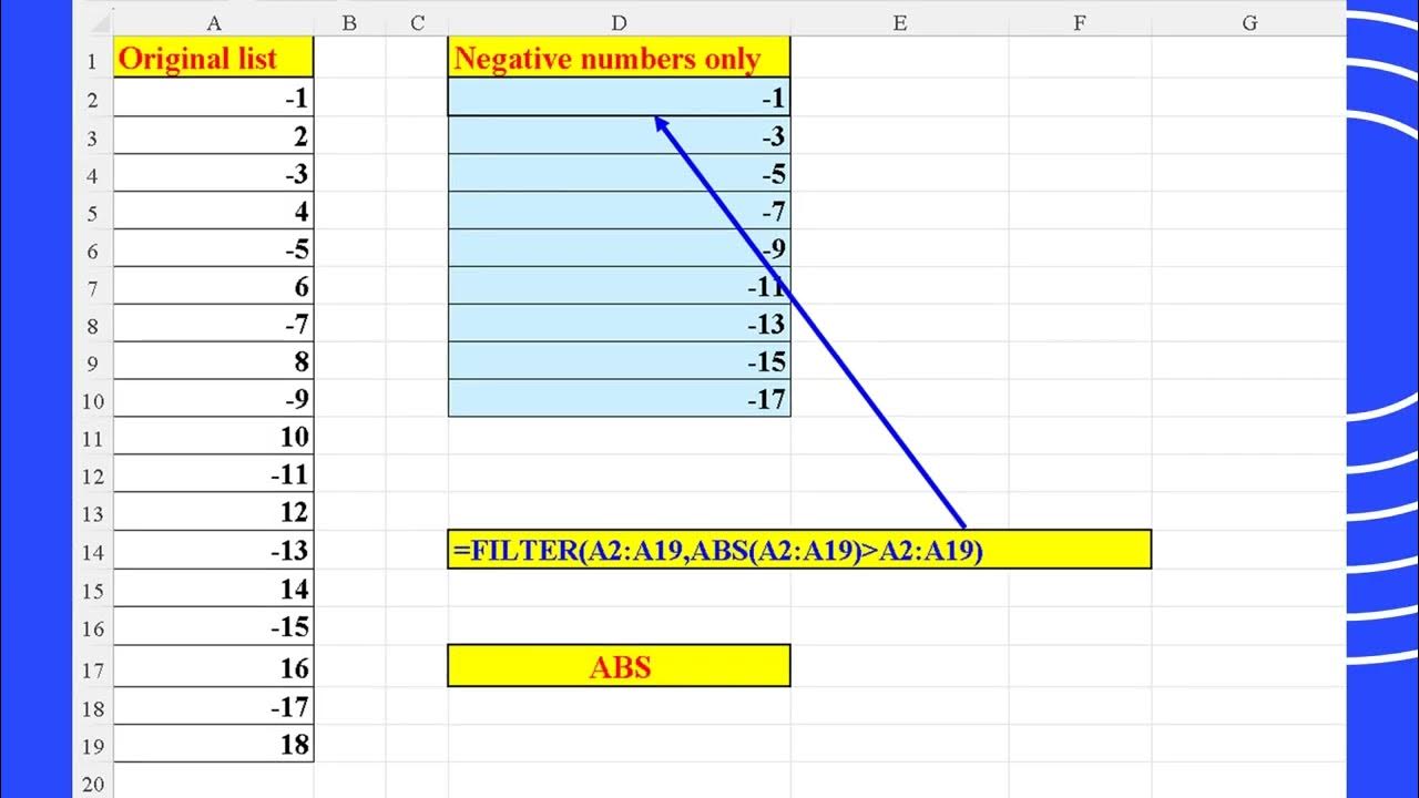 6 methods to extract only negative numbers from a range - YouTube