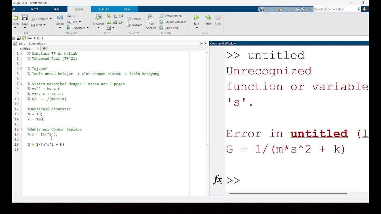 Simulasi Fungsi Transfer pada MATLAB - Tutorial Dinamika Sistem #6 - YouTube