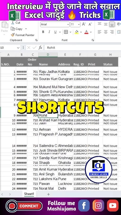 5 Excel Shortcut key 🔥🤩 #shorts #exceltricks #excel - YouTube