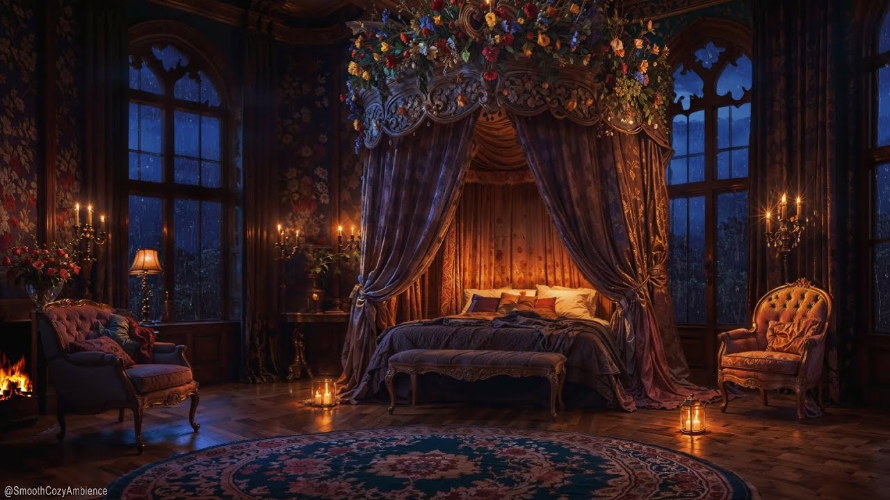 Big Castle Bad Room With Rain & Fireplace and Thunderstorm For Sleep 8 ...
