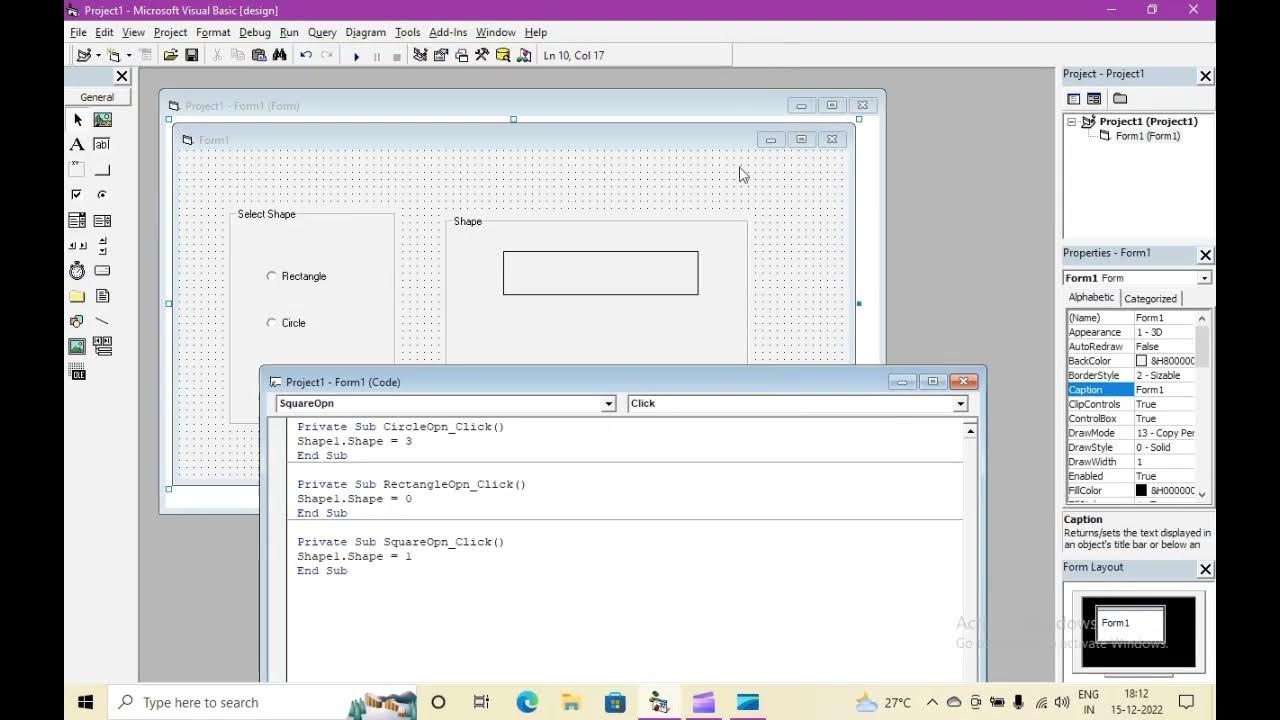 OptionButton Frame and shape control in vb 6.0 - YouTube
