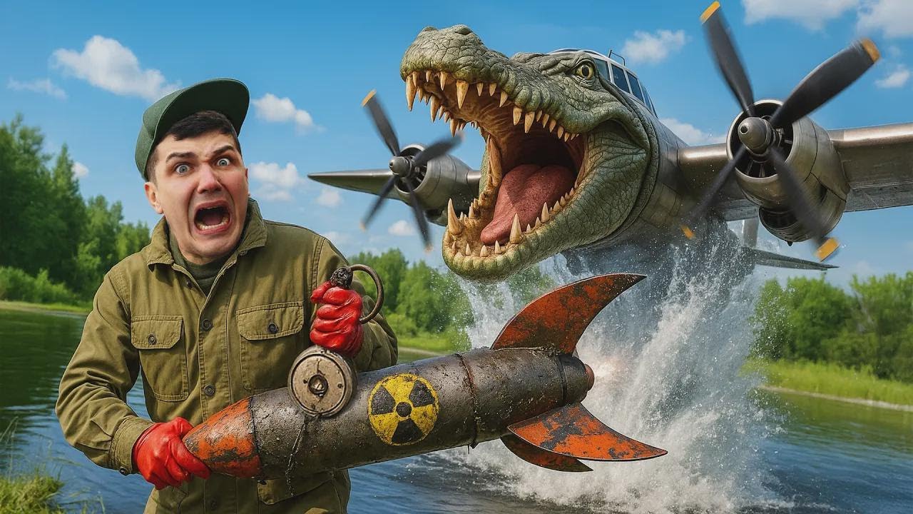 ¡Encontramos un COCODRILO y una BOMBA REAL mientras pescábamos con imán ...