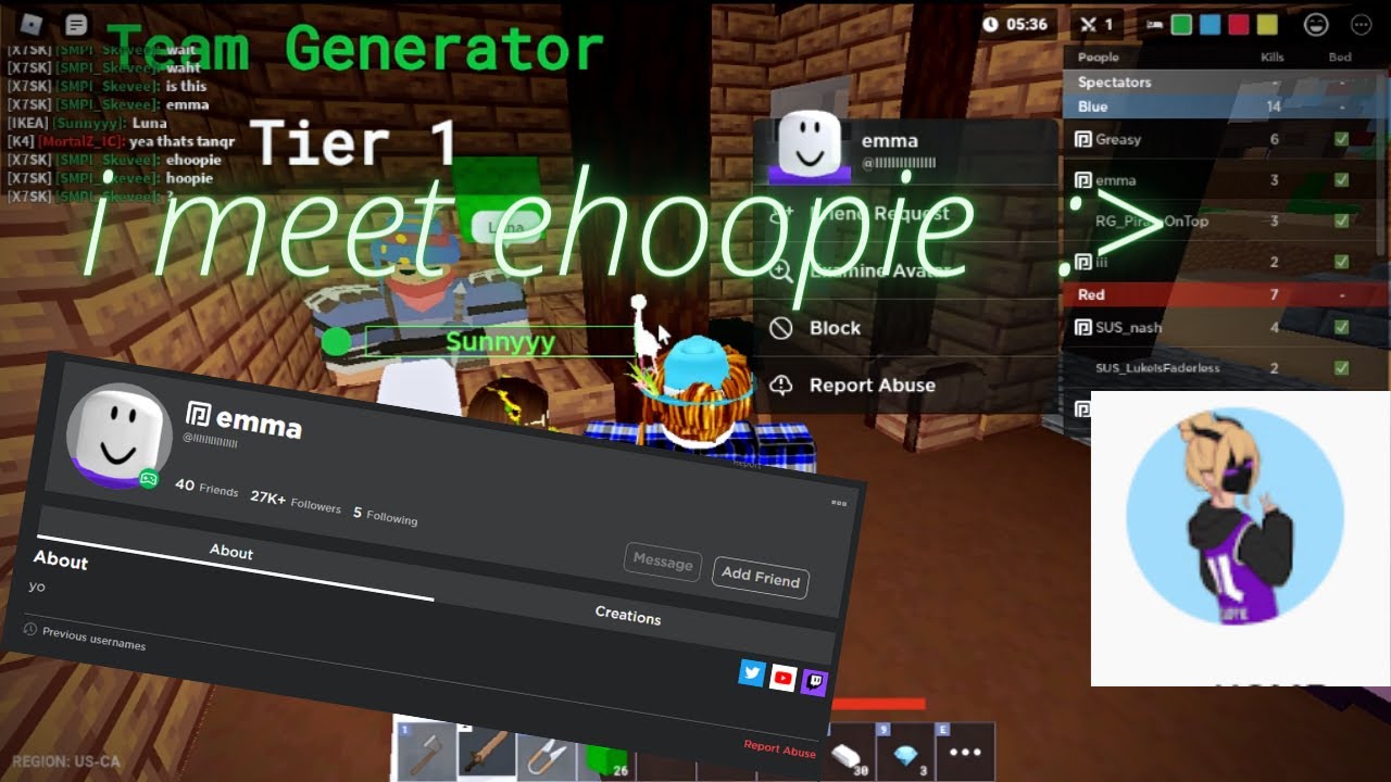i meet @TanqR and e@Hoopie in roblox bedwars :) - YouTube