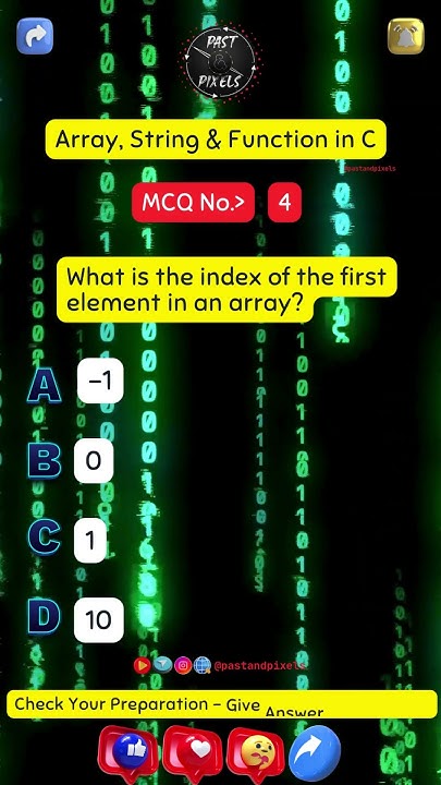 Array Strings & Functions MCQs 4/30 #pastandpixels #clanguage # ...