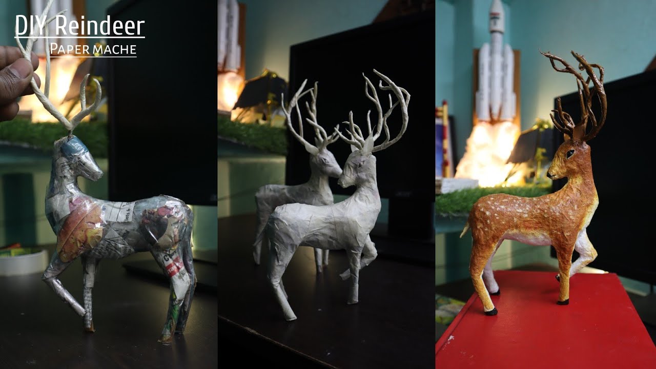 How to Make Reindeer from Paper mache | Deer making - YouTube