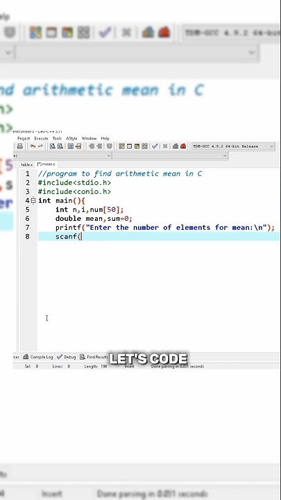 program to find airthmetic mean|| c programming|| #viralshorts - YouTube