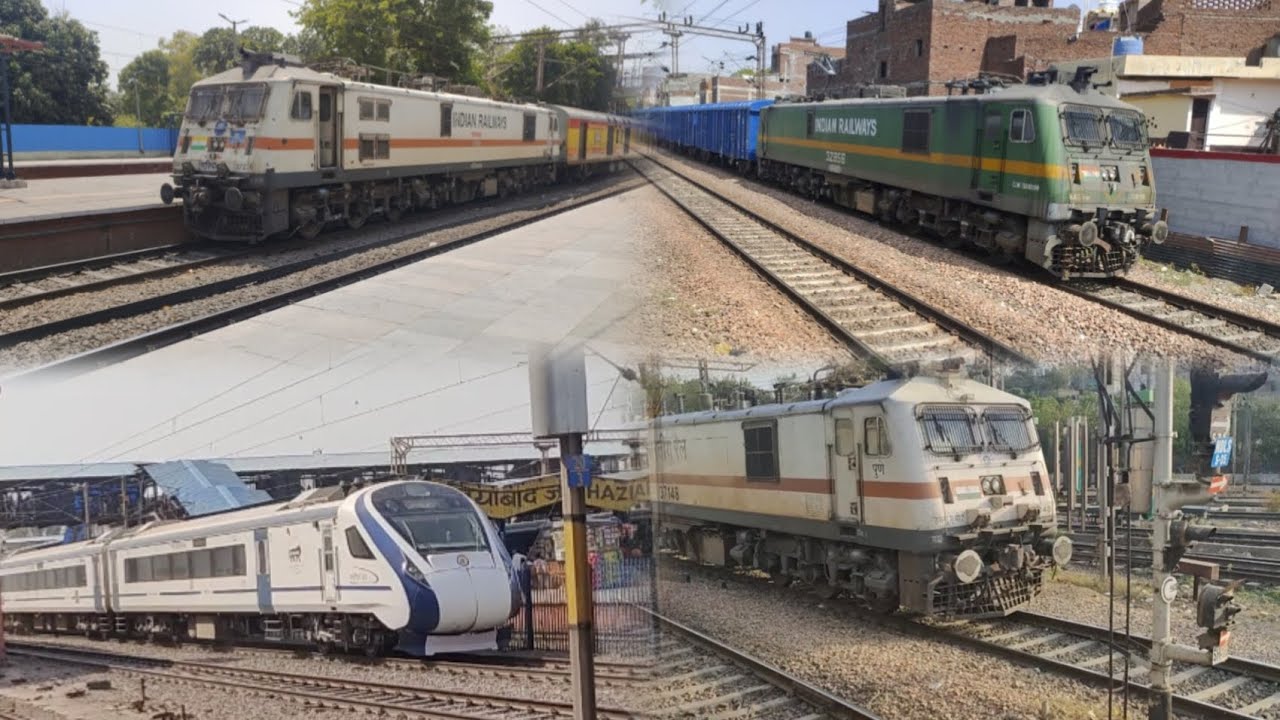 Diesel Electric Locomotive !! Perfect Crossing Freight & Express Train ...