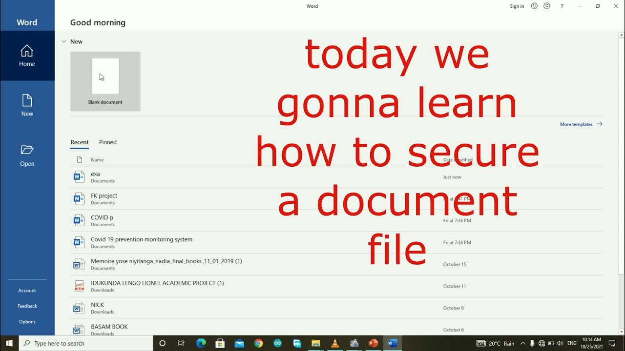 how to encrypt or secure a document file in Microsoft word - YouTube