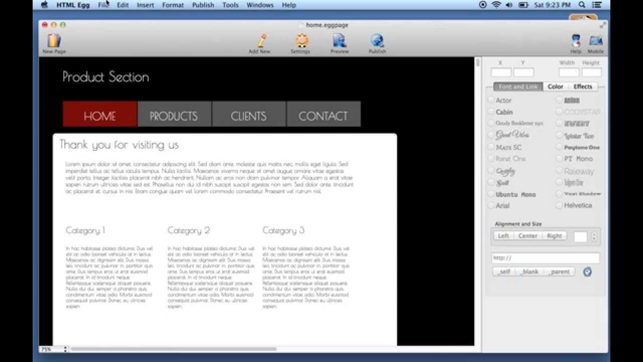 Create and link multiple web pages using HTML Egg for Mac - YouTube