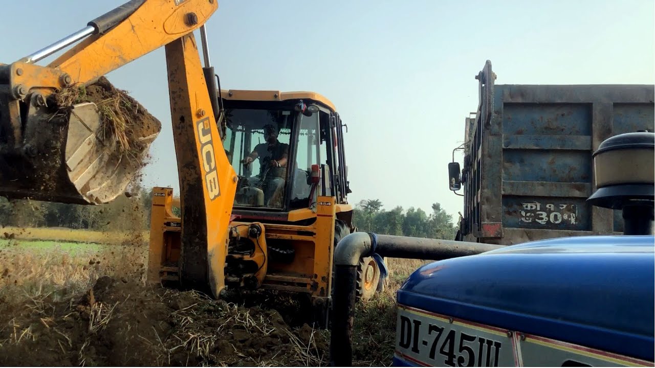 Soil Loading In Tripper | JCB Backhoe, Tripper And Tractor Video - YouTube