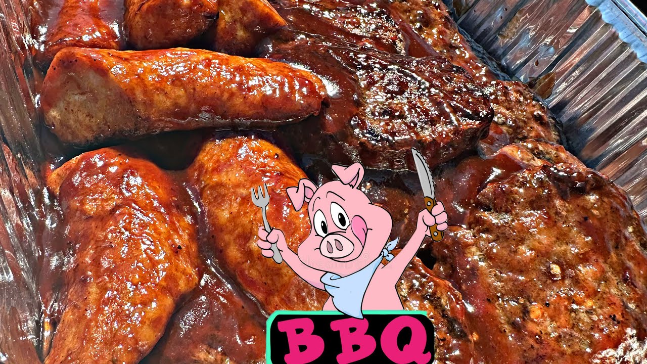 Cooked BBQ Smoked Sausage & BBQ burgers on the double barrel smoker # ...