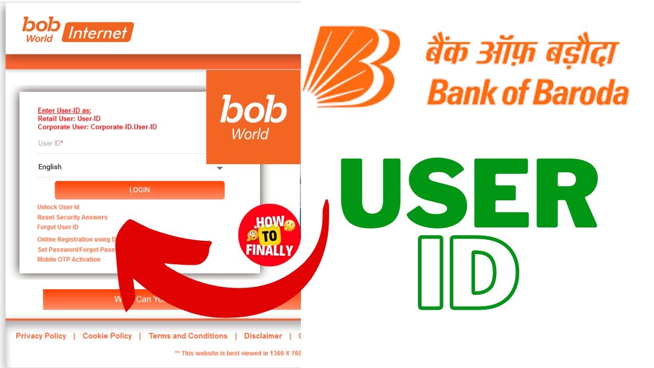 Bank Of Baroda Internet Banking User Id | How To Find User ID Of Bank ...