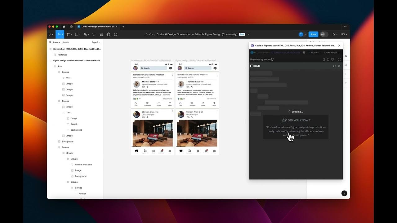 Figma to Code:convert LinkedIn into code for any platform such as ...