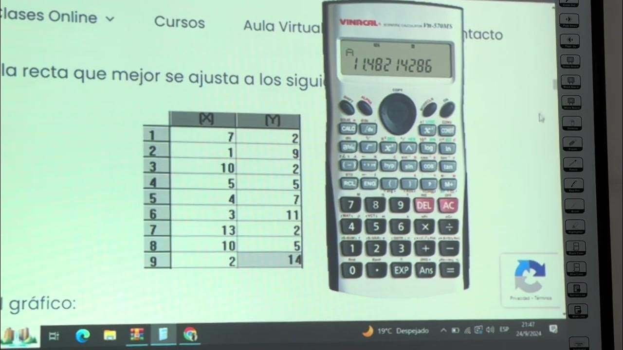 Uso de la calculadora, mínimos cuadrados. Regresión lineal - YouTube