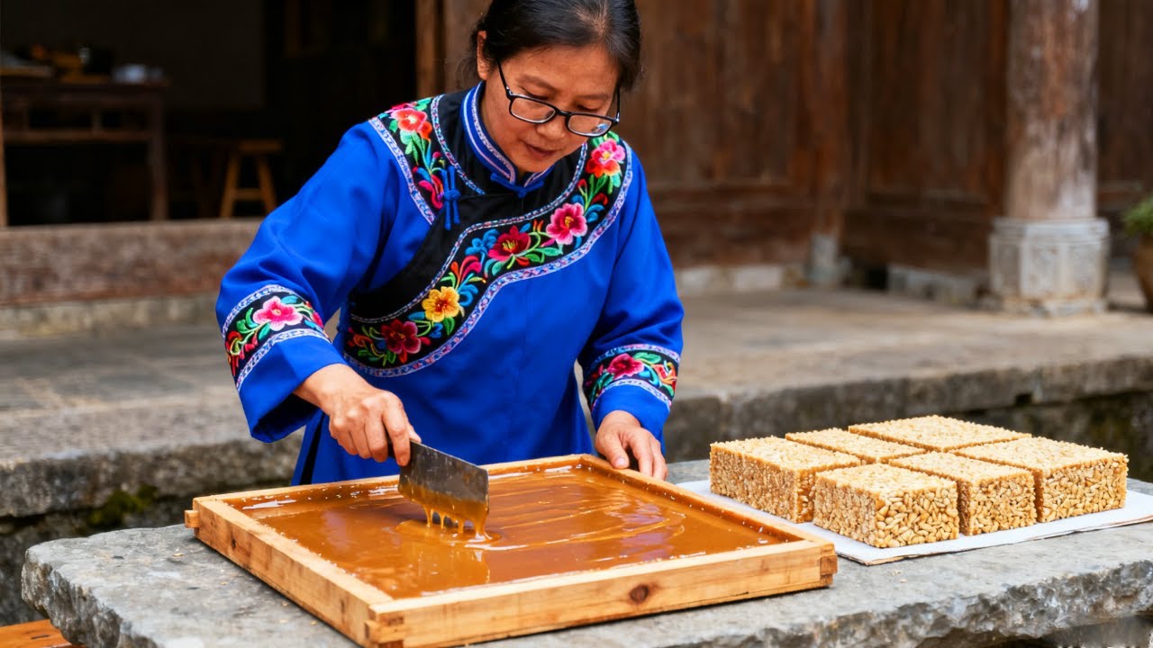 Traditional Chinese Ancient Method Maltose Making - YouTube