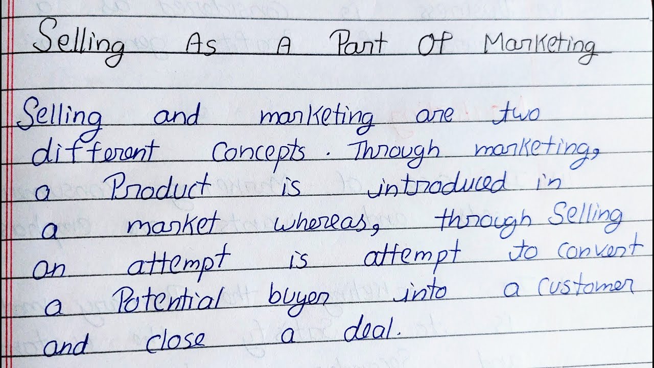 Selling As A Part Of Marketing || Handwritten Notes || Sales And Retail ...