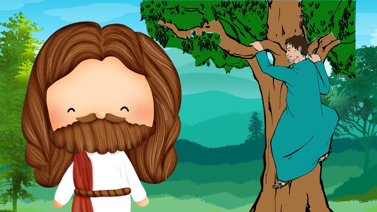 desenho animado da biblia jesus encontra zaquel em cima da arvore - YouTube