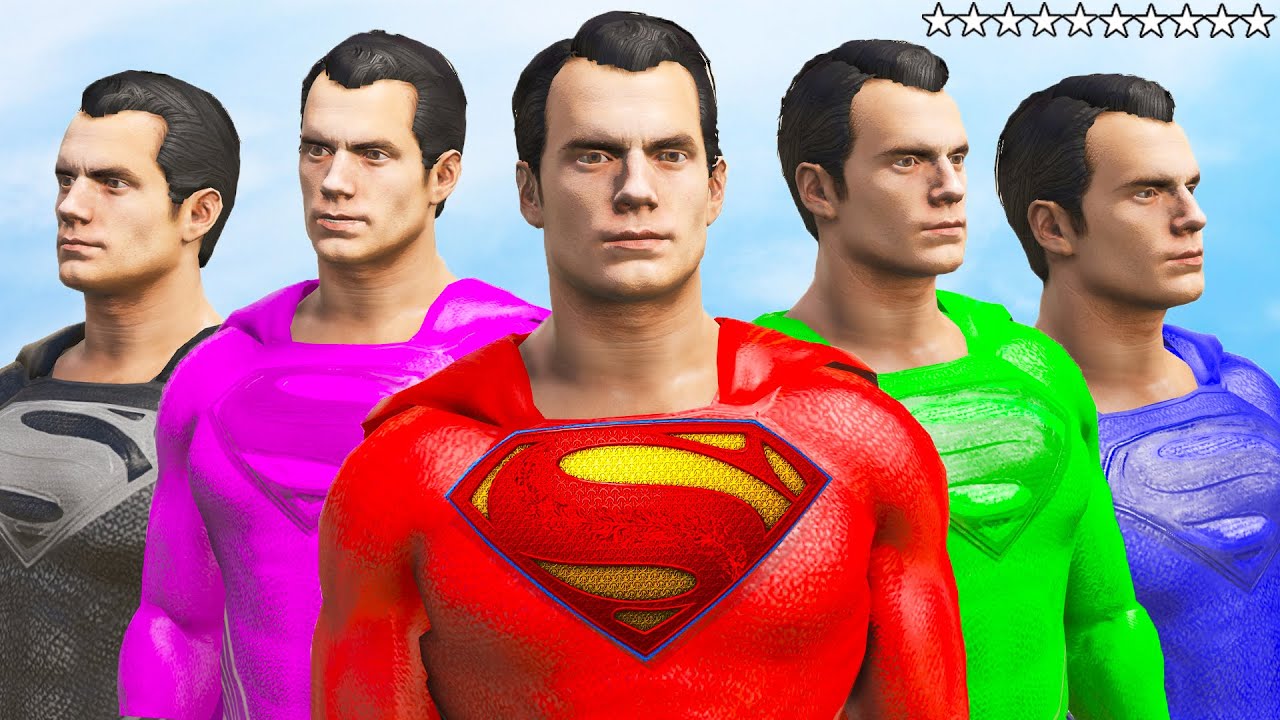 Red Superman Green Superman Blue Superman Pink Superman Yellow Superman ...