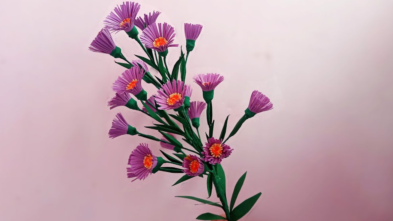 How To Make An Aster Paper Flower {FULL TUTORIAL} - YouTube