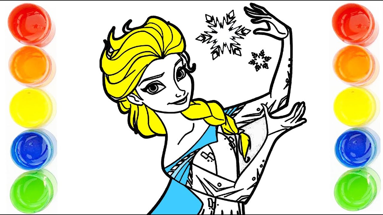 Elsa Princess Drawing Painting and Coloring For Kids Toddlers - YouTube